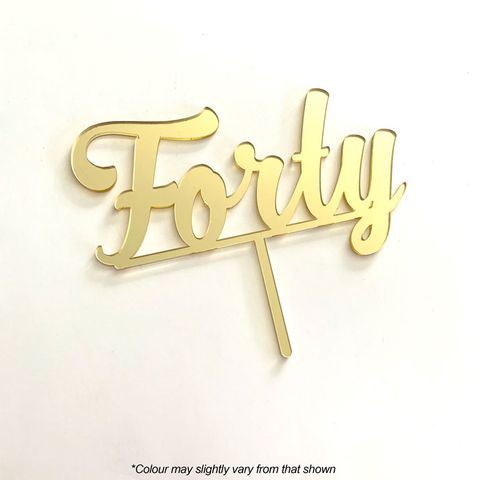 NUMBER FORTY GOLD MIRROR ACRYLIC CAKE TOPPER – Top Tier Cake Supplies